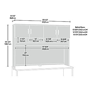 Sauder Via Hutch, L: 59.45" x W: 14.49" x H: 42.8", Classic Cherry Finish
