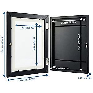 Kids art frame front opening holds 150 A4, Kids artwork display frame interchangeable, Storage 3D Picture Display, Children Art Projects, Schoolwork, Crafts, Drawing 11.8''x8.3''x0.78'' (2pcs black)