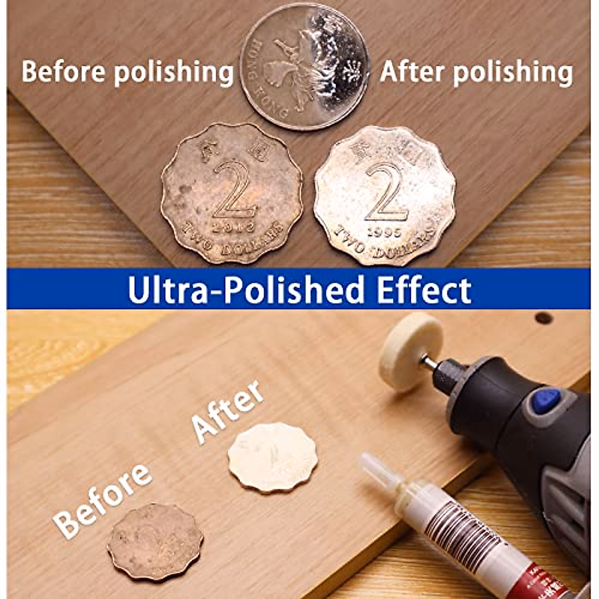 Polishing Buffing Wheel Compatible with Dremel Polishing Kit, GLDCAPA 14 Sizes 125 PCS Polishing Wheel for Dremel Tool Accessories 1/8" with Storage Box