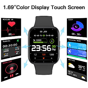 FirYawee Smart Watch for Android Phones and iOS Phones Compatible iPhone Samsung, Waterproof Pedometer Smartwatch with Sleep Monitor, Heart Rate Monitor, Step Counter for Women and Men