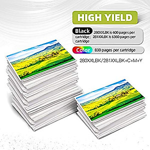 280 and 281 Ink Cartridges for Canon 280 281 PGI-280XXL CLI-281XXL for Pixma TR7520 TR8620 TR8520 TS6120 TS6220 TS6320 TS9120 TS8220 TS8320 TS9520 TS702 Printer