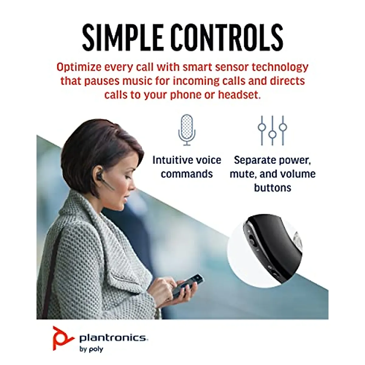 Poly Voyager Legend Wireless Headset (Plantronics) - Single-Ear Bluetooth w/Noise-Canceling Mic - Voice Controls - Mute & Volume Buttons - Ergonomic Design -Connect to Mobile/Tablet via Bluetooth -FFP