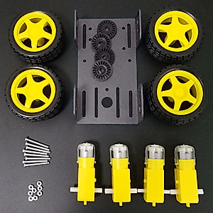 Professional 4WD Robot Smart Car Chassis Kit C101 with Speed Encoder TT Motor, Metal Wheeled Robotic Model Sciences Experiment Platform for Arduino/Raspberry Pie/Microbit STEAM Competition