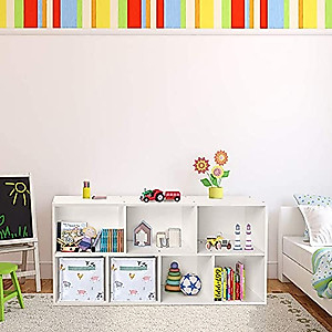 7 Cube Storage Organizer, Drawers and Cubes Shelves with 3 Open Cubes Bookcase and 4 Bins Drawers Storage Bookshelf Display for Bedroom Living Room Home Office, White