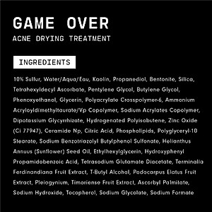 Versed Game Over Acne Drying Treatment - Sulfur, Bentonite and Kaolin Clay Absorb Excess Oil and Help Reduce Blemishes - Acne Treatment Cream to Exfoliate Without Stripping - Vegan (0.5 fl oz)