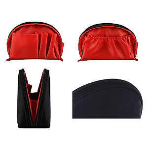 Kososuru Small Makeup Bag for Purse Portable Waterproof Cosmetic Bag Travel Makeup Pouch for Women (Nylon, Inner red)