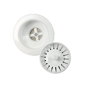 Keeney K1439WH Deep Thread Cast Brass Kitchen Sink Strainer, 3.5-Inch Opening, White