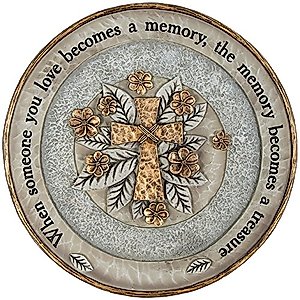 Carson Home Accents 12356 10 Inch Resin Outdoor Decor Treasured Memory Garden Stone Plaque with Bronze Accents