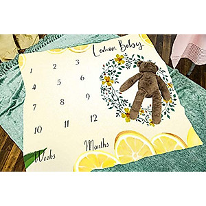 LYLYCTY Baby Milestone Blanket, Lemon Design Photography Background Prop for Neutral Newborn Baby, Baby Boy and Girl Gifts 47"x47" BTWYLY76