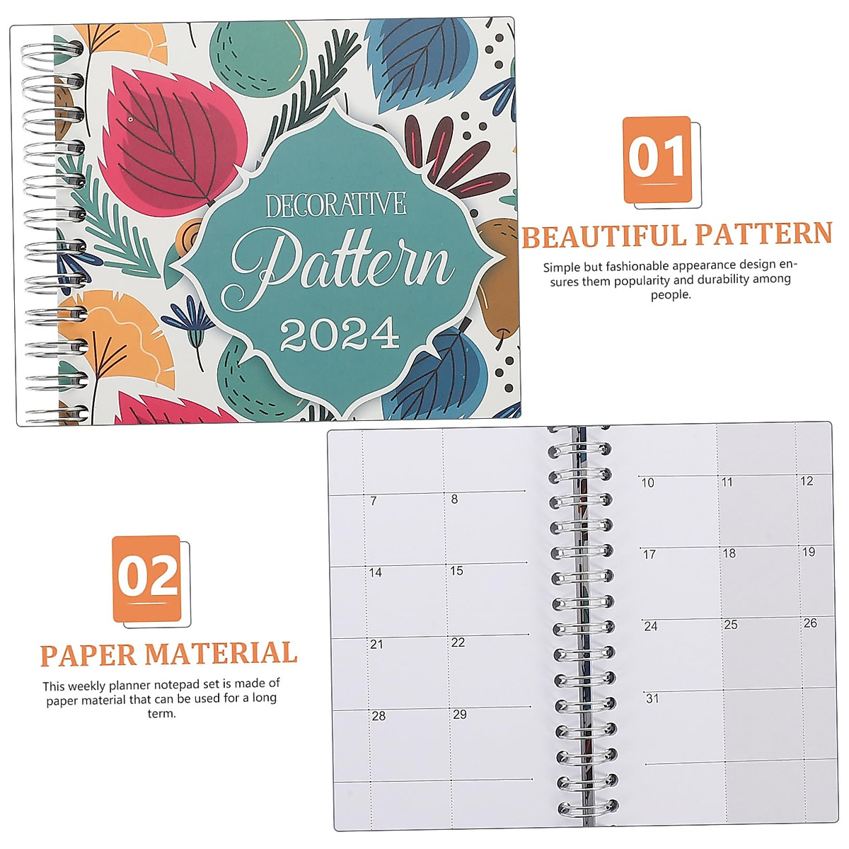 Tofficu 2024 Note Book Spiral Notebooks Notepad Office Decor Note Pad Monthly Planner Office Accessory Academic Planner Office Supply Weekly Calendar Pad Tear off Schedule Work Tearable