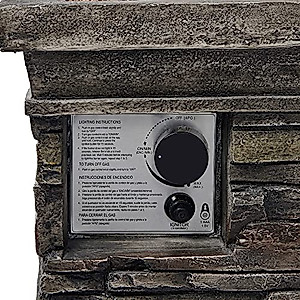 DESwan 18 in. x 25 in. Square Column Outdoor Propane Gas Fire Pit in Greystone, 30,000 BTU Outdoor Fire Pit