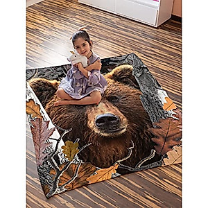 Camo Bear Throw Blanket Super Soft Lightweight Warm Fuzzy Plush Fleece Blankets for Couch Sofa Bed Bear Blanket for Adults Gift for Men Boys Home Hunting Decor 40"x30" for Pets