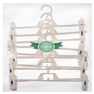 YARNOW Pants Hangers, 10PCS Adjustable Clothes Hangers, Adjustable Clips Pants Hanger, Slack, Trouser, Jeans, Towels for Newborn, Adults Clothes,Cream White