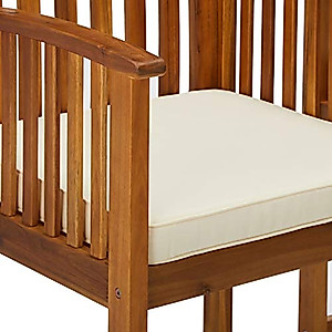 Christopher Knight Home Grace Outdoor Acacia Barstools, Natural Finish and Cream (Set of 2)