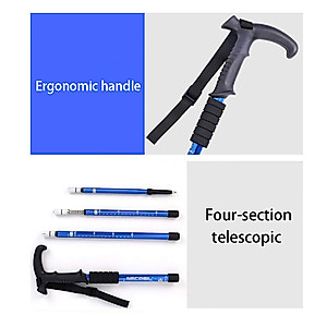 Walking Stick,Trekking Poles Walking Folding Cane with T Handle,Antishock,Quick Lock,Telescopic,Collapsible, Ultralight for Men Women (Black)