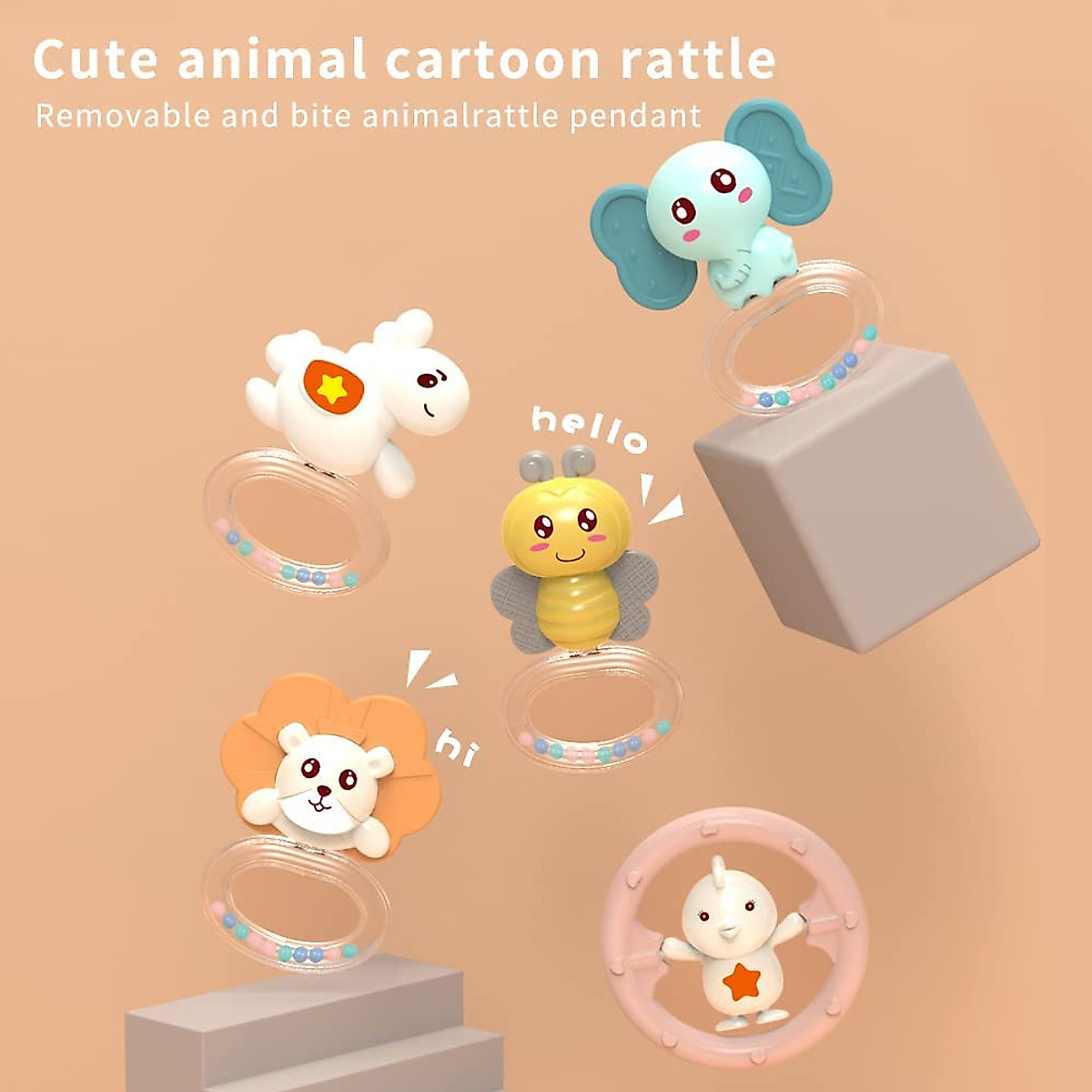 Eners Baby Musical Crib Mobile with Night Lights and Rotation, Rattles, Remote Control,Comfort Toys for Newborn Infant Boys Girls Toddles (Red)