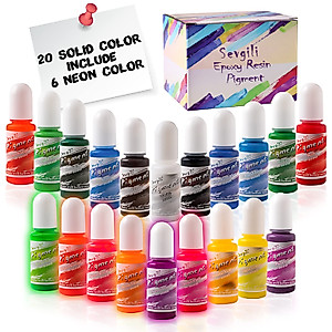 Resin Color Pigment - 20 Color Epoxy Resin Pigment, Resin Dye, High Transparent Epoxy Color Pigment Tint, UV Epoxy Resin Color Pigment, 6 Neon Color and 14 Solid Color Epoxy Resin Pigment Liquid