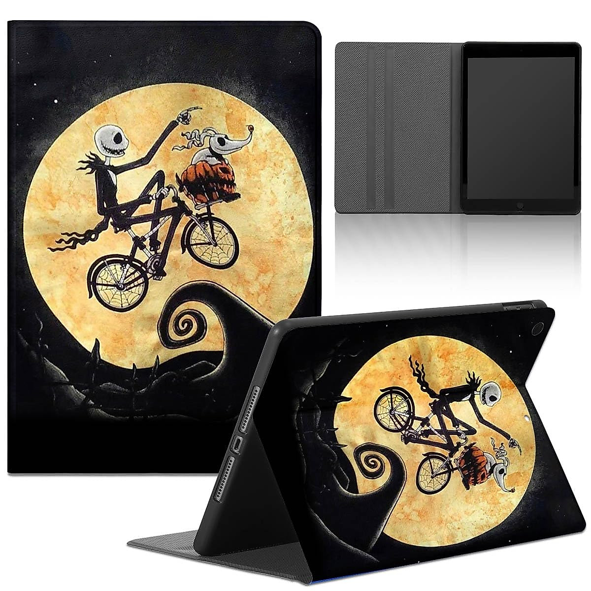 Christmas Tablet Case for Samsung Galaxy Tab S7 FE/S8 Plus 2022/S7 Plus Case 12.4 Inch,Cartoon Pattern Halloween Design Cases, PU Leather Folio Xmas Back Cover Funda for SM-X800 X806 T970 T975, Bike