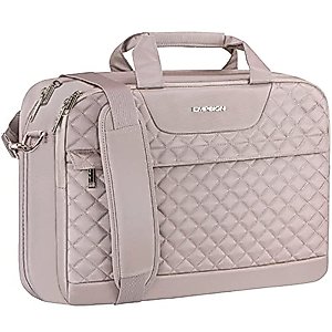 EMPSIGN 17.3 Inch Laptop Bag, Large Capacity Expandable Briefcase for Women & Men Business Office, Water-Repellent Laptop Case Travel Computer Bag with RFID Pockets, Dusty Pink