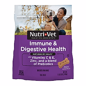 Nutri-Vet Immune & Digestive Health Biscuits for Dogs - Immune Health Dog Biscuits - Prebiotic & Postbiotic Dog Treat - Tasty Digestive Dog Biscuits - 16 oz
