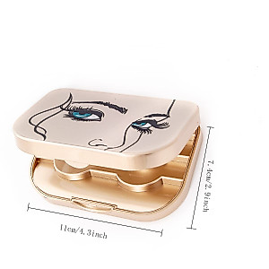 JYHi False Eyelash Storage Case with Mirror Lash Organizer Holder Box Empty Makeup Cosmetic Travel Case and Eyelash Tweezers Lash Container (Gold)