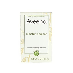 Aveeno Gentle Moisturizing Bar Facial Cleanser with Nourishing Oat for Dry Skin, Fragrance-free, Dye-Free, & Soap-Free, 3.5 oz (Pack of 4)