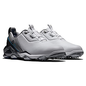FootJoy Men's Tour Alpha Golf Shoe, White/Grey/Blue, 10.5