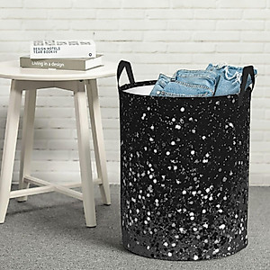 Laundry Basket Dark Gray Black Lady Glitter Collapsible Laundry Hamper With Handle Foldable Lightweight Clothes Storage Basket For Bathroom Bedroom College Dorms Small