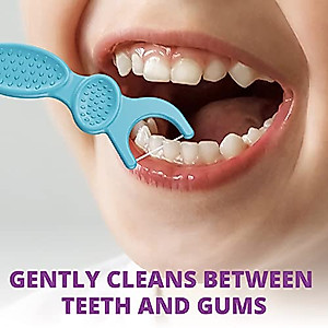 Plackers Kids Dual Gripz Flossers with Fluoride, Grip Me Handle, Fruit Smoothie Swirl Flavor, BPA Free, Colorful Floss Picks for Kids of All Ages, 75 Count (Pack of 4)