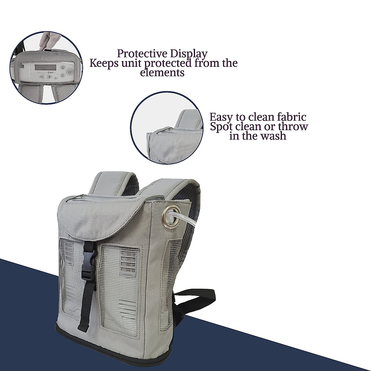 O2TOTES USA Premium Ultra Lightweight Backpack fit for the Inogen One G3 Unit (Patented Design) (gray) Fits Units: IS0-300 OR IO-300/NEW IMPROVED DESIGN
