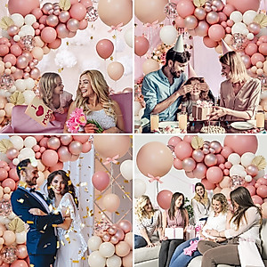 151Pcs Blush Pink Balloons Garland Arch Kit, Retro Dusty Pink Nude Rose Gold Ivory White Confetti Latex Balloons for Girls Baby Shower Garden Tea Party Bachelorette Birthday Wedding Decorations