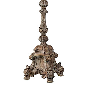 Regency Hill Rustic French Country Traditional Style Floor Lamp Standing 62" Tall Faux Wood Antique Candlestick Beige Silk Fabric Bell Shade Decor for Living Room Reading House Bedroom Home