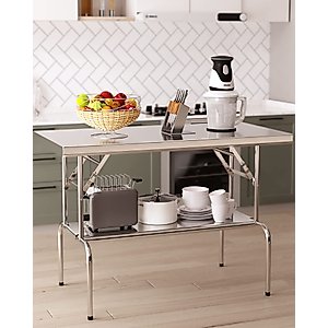 RIEDHOFF Stainless Steel Folding Table, Silver