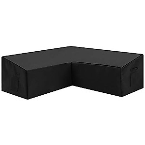 Orqihod Outdoor Sectional Sofa Cover Waterproof, V Shaped 100 Inch Heavy Duty Patio Furniture Sofa Protector with Storage Bag, Black, 600D