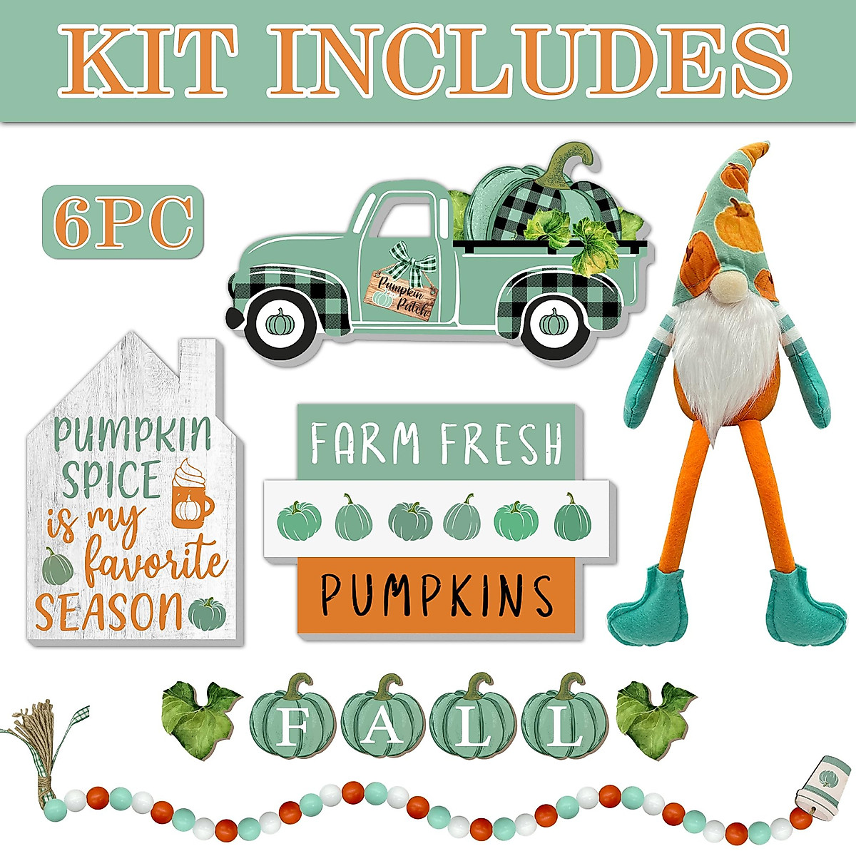 cocomong Fall Tiered Tray Decor, Fall Decor - Farmhouse Decorations for Home, Hello Fall Pumpkin Wood Sign Set of 3 Kitchen Table Decor, Maple Leaf Wooden Block Autumn Fall Decorative Supplies