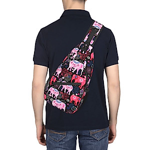 African Ethnic Elephant Chest Bags Crossbody Sling Bag Travel Hiking Backpack Casual Shoulder Daypack For Women Men