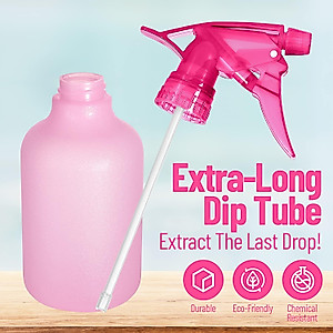 Refillable Stream and Spray Colored Squirt Bottles - 12oz Refillable Mister Bottle for Cleaning Solutions, Gardening, Grooming and Hair Salon COLORS MAY VARY | 3-BOTTLES