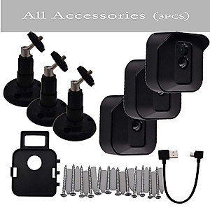 All-New Blink Camera Wall Mount Bracket, Weather Proof 360° Protective Plastic Housing Cover and Adjustable Wall Mount Bracket for Blink Indoor Outdoor Home Security Camera System Black(3Pack)