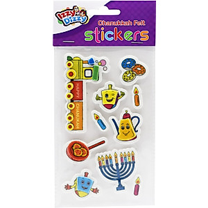 Izzy 'n' Dizzy Hanukkah Felt Stickers - Dreidels, Menorahs, Donuts and More - Chanukah Stationary, Arts and Crafts - Gifts and Games