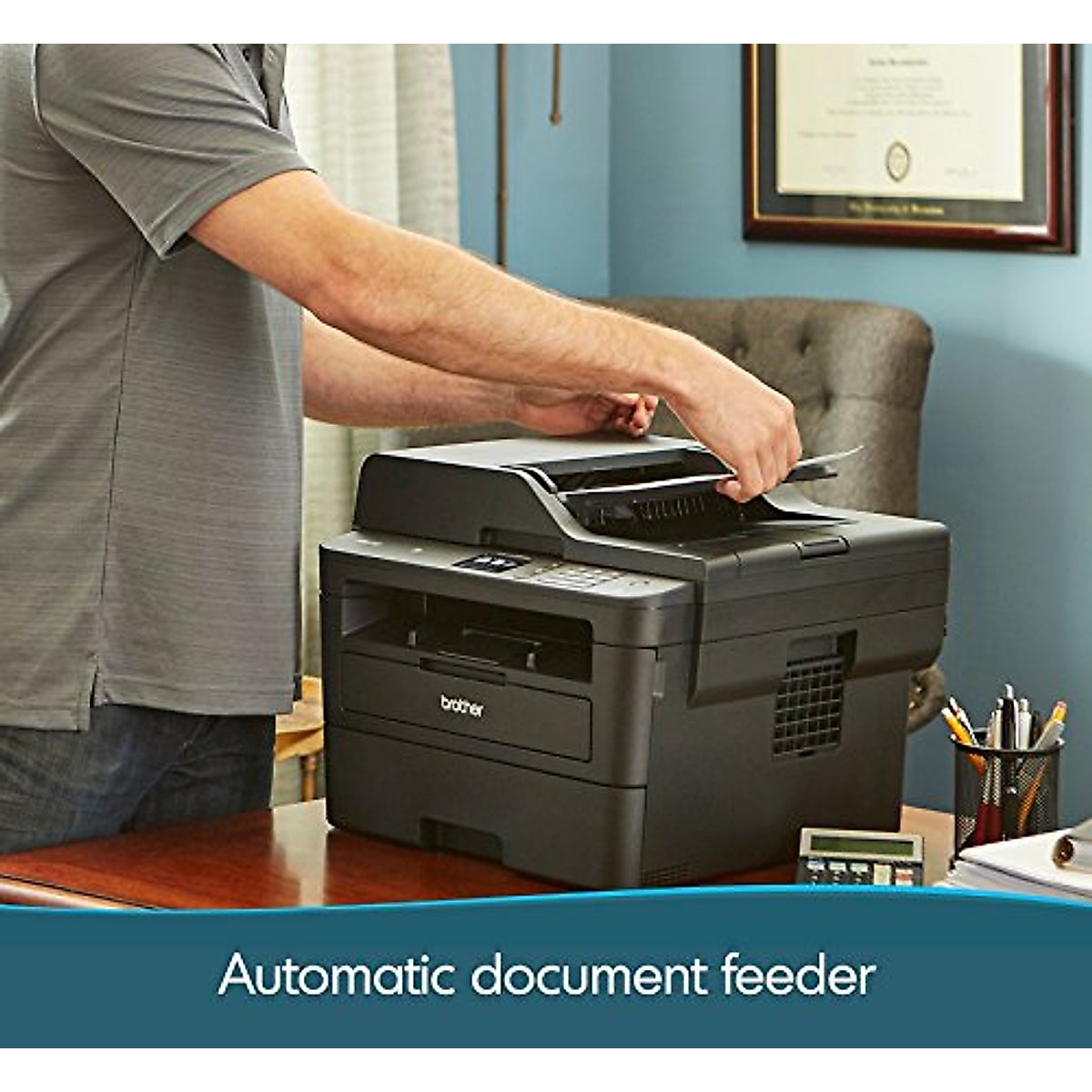 Brother MFC-L2750DWB All-in-One Wireless Monochrome Laser Printer for Office - 4-in-1 Print Copy Scan Fax - 2.7" Touchscreen LCD, Auto Duplex Printing, 36 ppm, 50-Sheet ADF, Tillsiy Printer Cable