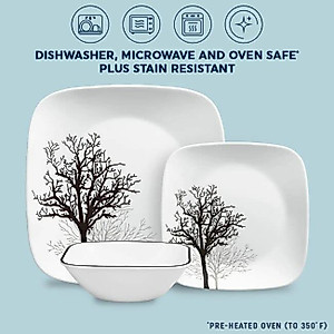 Corelle® Timber Shadows Square 12-piece Dinnerware Set, Service for 4