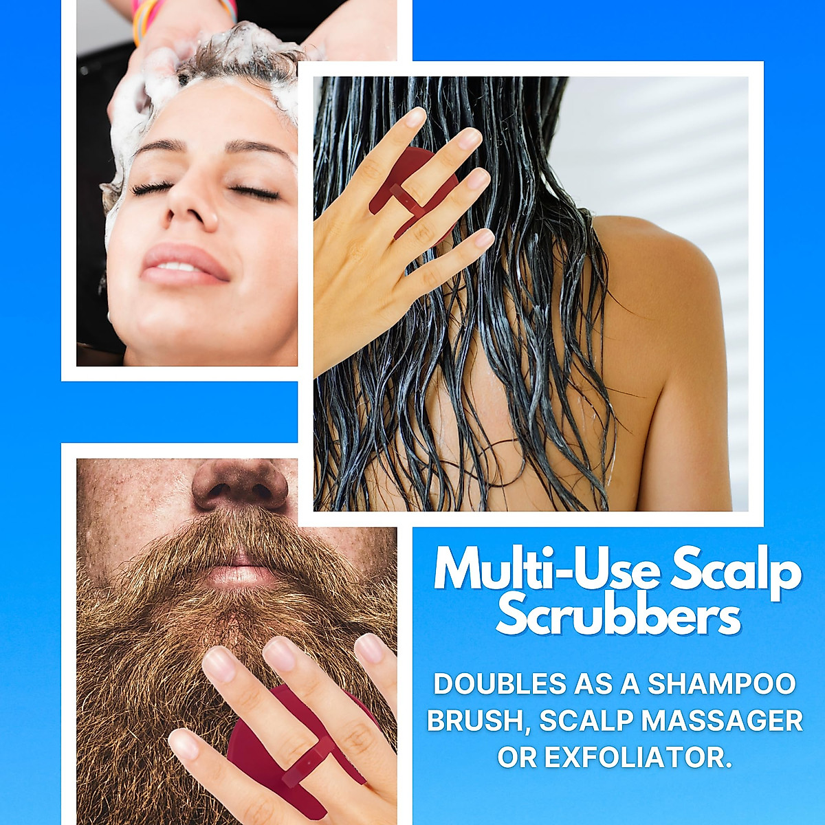 G.B.S Hair Brush Massager Shampoo Hair Scalp Soft Dandruff Cleaning Shower Massager 4 Pack for Men Women Kids The Best Invigorating Head Scrubber! Christmas Day Gift Birthday Gift Father's Day