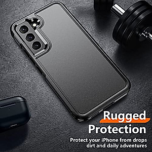 Temdan Heavy Shockproof for Samsung Galaxy S22 Case, with 2 Pack [Tempered Glass Screen Protector + Camera Lens Protector] [12 FT Military Grade Drop-Proof] Rugged Full-Body Protection,Black