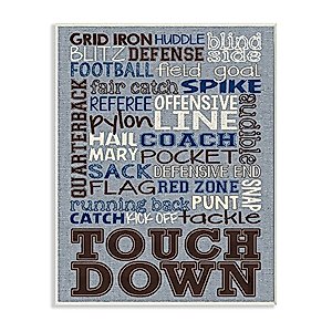 The Kids Room by Stupell "Football Typography Denim Feel" Wall Plaque Art