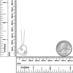 Gem Stone King 10K White Gold 5MM Round Gemstone Birthstone and White Lab Grown Diamond Heart Pendant Necklace | Gold Necklace For Women | With 18 Inch Chain