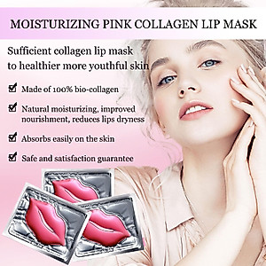 NIYET 30 pieces of Moisturizing Collagen Crystal Lip Mask - Anti-Ageing & Anti Chapped, Reduce lip Wrinkles, Fade Lip Color, Make Skin Smooth And Firm Collagen Lip Pieces (Pink)