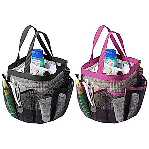 Aquaterior 2 Packs Mesh Shower Caddy 8 Pockets Bathroom Carry Tote Conditioner
