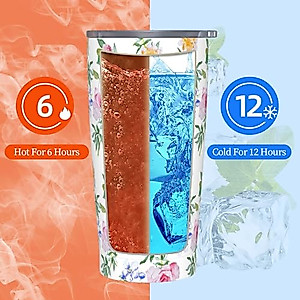 Yaxongx 20oz Tumbler Radiant Flower Double Wall Vacuum Insulated Coffee Mug with Lid and Metal Straw Brush Reusable Stainless Steel Water Bottle Travel Cup Gifts for Car Ice Drinks Hot Beverage