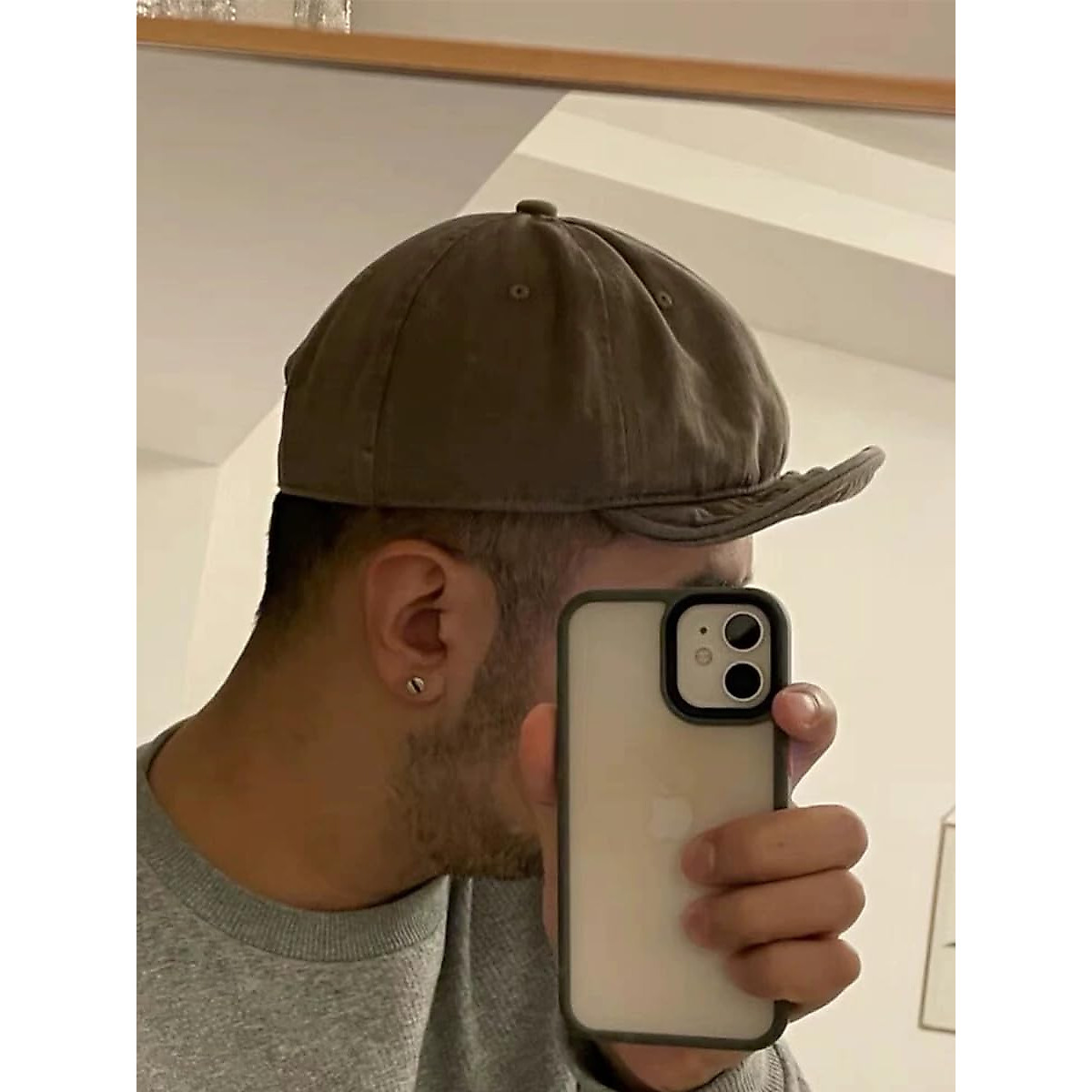 Retro Short Brim Cap Casual Wear Adjustable Sun Hat Soft Brim Baseball Cap Washed to Make Old Soft Top Work Cap Tide (Green,One Size)