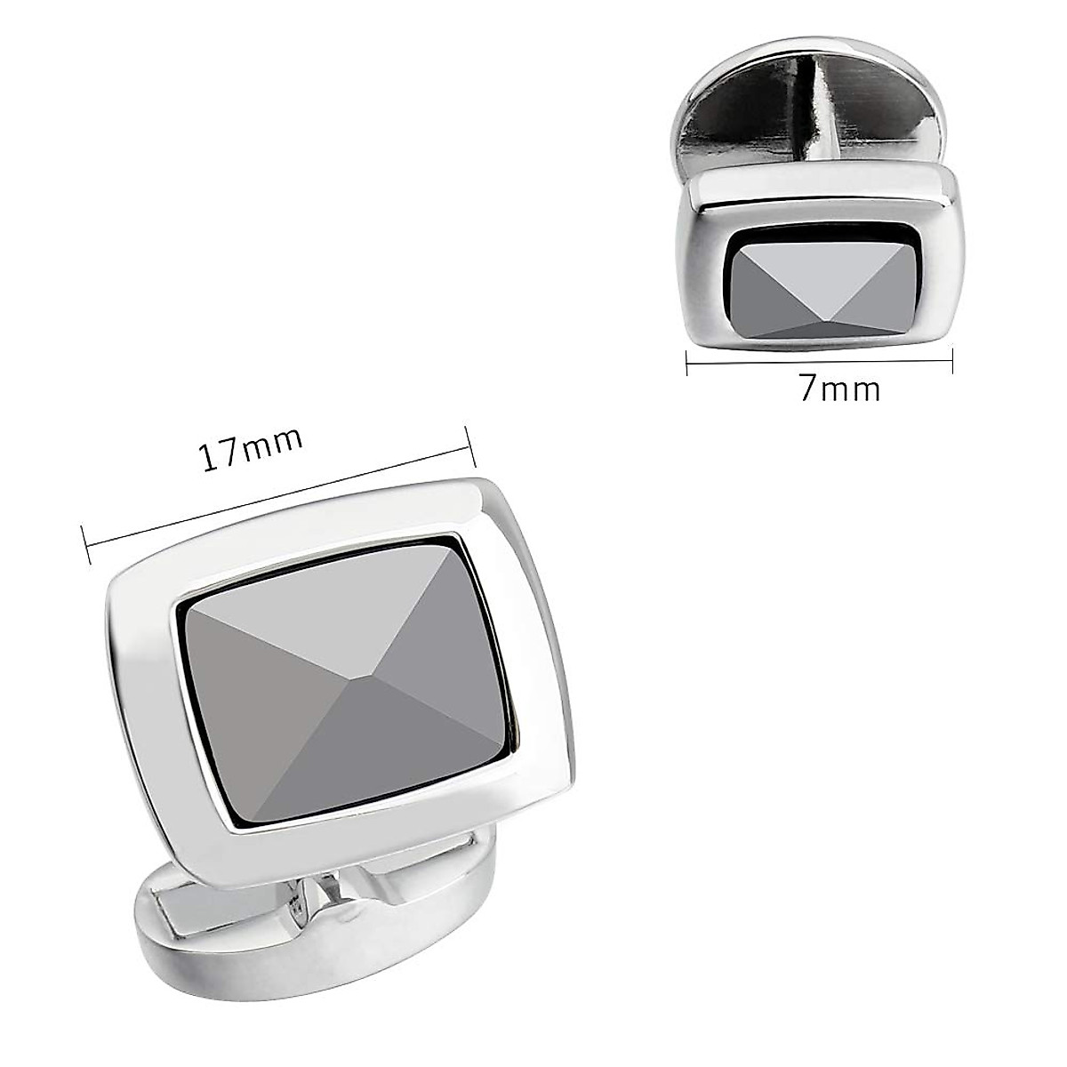 Cufflinks and Studs for Men-Fashion Mens Grey Stone Cufflinks and Tuxedo Shirt Studs Set for Regular Weeding Business Accessories